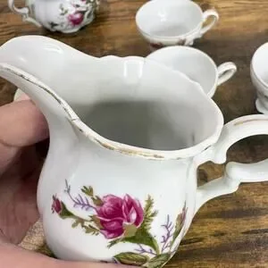 Vintage | Dining | Vintage Moss Rose Demitasse Tea Coffee Set 9piece ...